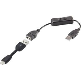 Renkforce Apple iPad/iPhone/iPod Anschlusskabel [1x USB 2.0 Stecker A - 1x Apple Lightning-Stecker] 0.30 m Schwarz