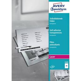 Avery-Zweckform Selbstklebefolie 3480 Selbstklebefolie DIN A4 Farblaserdrucker, Laserdrucker, Farbkopierer, Kopierer Transparent 100 St.
