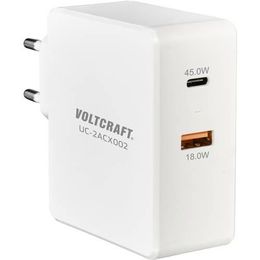 Voltcraft UC-2ACX002 USB-Ladegerät 45 W, 63 W Steckdose Ausgangsstrom (max.) 3000 mA Anzahl Ausgänge: 2 x USB, USB-C® Buchse (Power Delivery)