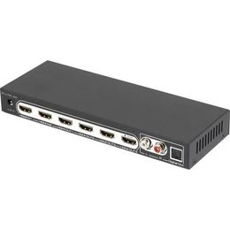 SpeaKa Professional 4 Port HDMI-Splitter mit Audio-Ports, mit Fernbedienung 3840 x 2160 Pixel Schwarz