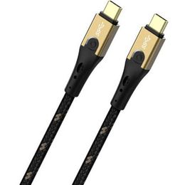 Oehlbach USB-Kabel USB 3.2 Gen2 (USB 3.1 Gen2) USB-C® Stecker, USB-C® Stecker 2.00 m Schwarz/Gold D1C9532