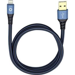 Oehlbach Apple iPad/iPhone/iPod Anschlusskabel [1x USB 2.0 Stecker A - 1x Apple Lightning-Stecker] 3.00 m Blau, Schwarz