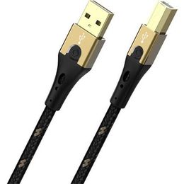 Oehlbach USB-Kabel USB 2.0 USB-A Stecker, USB-B Stecker 7.50 m Schwarz/Gold D1C9545