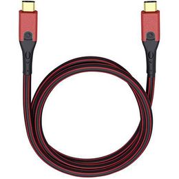Oehlbach USB-Kabel USB 3.2 Gen1 (USB 3.0 / USB 3.1 Gen1) USB-C® Stecker, USB-C® Stecker 0.50 m Rot/Schwarz vergoldete Steckkontakte 9430