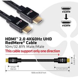 Club3D HDMI Anschlusskabel HDMI-A Stecker, HDMI-A Stecker 10.00 m Schwarz CAC-2313 Flammwidrig, High Speed-HDMI HDMI-Kabel