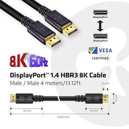 Club3D DisplayPort Anschlusskabel DisplayPort Stecker, DisplayPort Stecker 4.00 m Schwarz CAC-1069B Ultra HD (8K) DisplayPort-Kabel