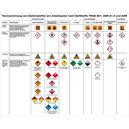 SafetyMarking® SafetyMarking 43.B2070 Hinweisschild Kennzeichnung von Gefahrstoffen am Arbeitsplatz nach TRGS 201, ASR A1.3 und ADR Kunststoff (B x H) 600 mm x 480 mm 1 St.