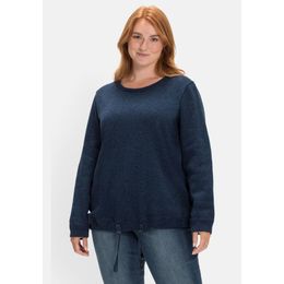 sheego Große Größen: Sweatshirt aus Strickfleece, mit Saum-Tunnelzug, nachtblau meliert, Gr.52/54