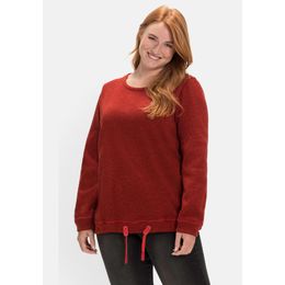 sheego Große Größen: Sweatshirt aus Strickfleece, mit Saum-Tunnelzug, rostrot meliert, Gr.40/42