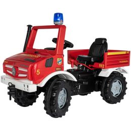 Tretfahrzeug Rolly Toys "rolly Unimog Fire" Tretfahrzeuge rot Kinder Kettcar Tretfahrzeug mit Blaulicht