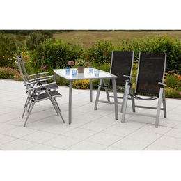 Merxx Carrara Set 4tlg 4 Sessel schwarz Tisch 150x90cm