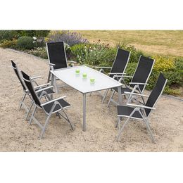 Merxx Carrara Set 7tlg 6 Sessel schwarz Tisch 150x90cm