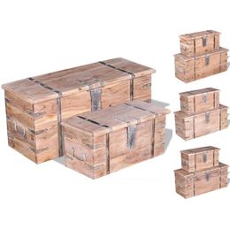 vidaXL Truhe Aufbewahrungstruhe Holztruhe Holzkiste mit Deckel Set 2 Stück Akazienh