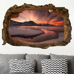 3D Wandtattoo Goldener Sonnenuntergang Wandsticker 3D-Optik Wandaufkleber in S-XXL 3D-Effekt