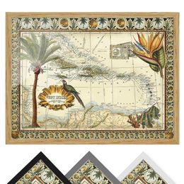 Bild mit Rahmen Vintage Tropische Landkarte West Indien