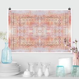 Bilderwelten Poster originell rot Orientalisch matt gl&auml;nzend selbstklebend - Erinnerungen an Kreta - Ornamente Wohnzimmer Schlafzimmer