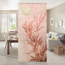 Raumteiler Goldene Sonne mit Rosa Bambus