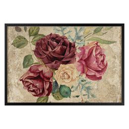 Fußmatte Vintage Rosen und Hortensien