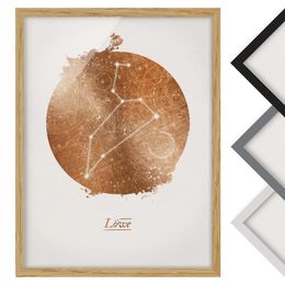 Bilderwelten Bild mit Rahmen Spirituell gold modern inkl. Rahmung - Sternzeichen L&ouml;we Gold - Himmel Wohnzimmer Schlafzimmer