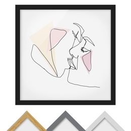 Bild mit Rahmen Kuss Gesichter Line Art