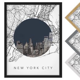 Bild mit Rahmen Stadtplan Collage New York City