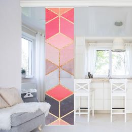 Schiebegardine Buntes Pastell goldene Geometrie