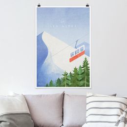 Bilderwelten Poster originell bunt Vintage matt gl&auml;nzend selbstklebend - Reiseposter - Les Alpes - Fahrzeuge Wohnzimmer Schlafzimmer