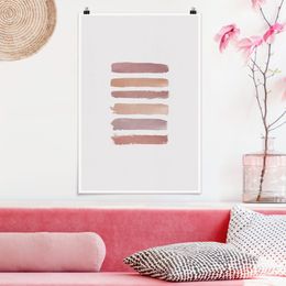 Bilderwelten Poster originell rosa modern Aquarell - Gedeckte Ros&eacute; Streifen - Wohnzimmer Schlafzimmer