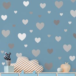 Wandtattoos 85 Herzen Grau Set - Wandsticker, Wandaufkleber Kinder Kinderzimmer Jungen Jungenzimmer Mädchen Mädchenzimmer Baby Babyzimmer