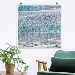 Bilderwelten Poster Natur blau Motiv matt gl&auml;nzend selbstklebend - Gletscher auf Island - Landschaft Wohnzimmer Schlafzimmer