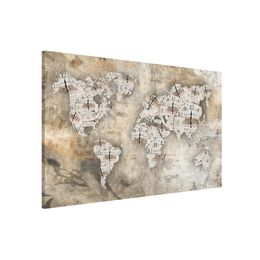 Magnettafel Shabby Uhren Weltkarte