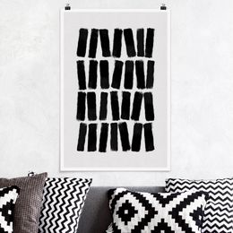 Bilderwelten Poster originell schwarz weiss modern matt gl&auml;nzend selbstklebend - Schwarze Pinselstriche - Wohnzimmer Schlafzimmer