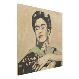 Holzbild Portrait Frida Kahlo - Collage No.4