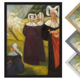 Bilderwelten Bild mit Rahmen Emile Bernard - Apfelpfl&uuml;ckerinnen in Pont-Aven - gerahmte Wandbilder Print Kunstdruck Portrait Wohnzimmer Schlafzimmer Bad