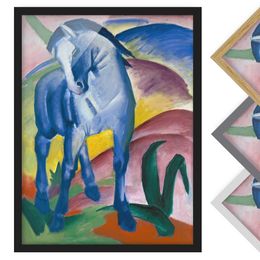 Bilderwelten Bild mit Rahmen Franz Marc - Blaues Pferd - gerahmte Wandbilder Print Abstrakt Kunstdruck Tiere Wohnzimmer Schlafzimmer Bad Badezimmer K&uuml;che Flur