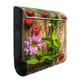 Briefkasten Blumen Himbeeren Minze
