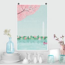 Bilderwelten Poster originell pastell Illustration matt gl&auml;nzend selbstklebend - Reiseposter - Washington DC - Amerika Wohnzimmer Schlafzimmer