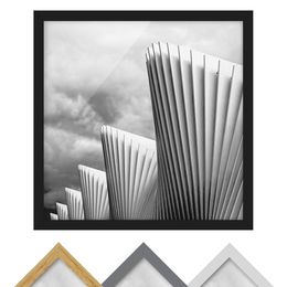 Bilderwelten Bild mit Rahmen Stadt schwarz weiss Motiv inkl. Rahmung - Licht und Schatten Architektur - Architektur Wohnzimmer Schlafzimmer