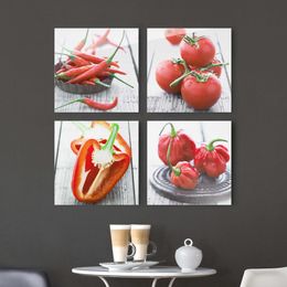 4-teiliges Glasbild Rotes Gemüse