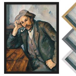 Bild mit Rahmen Paul C&eacute;zanne - Der Raucher - gerahmte Wandbilder Print Kunstdruck Portrait Wohnzimmer Schlafzimmer Bad Badezimmer K&uuml;che Flur Esszimmer