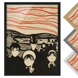 Bild mit Rahmen Edvard Munch - Angstgef&uuml;hl - gerahmte Wandbilder Print Kunstdruck Portrait Wohnzimmer Schlafzimmer Bad Badezimmer K&uuml;che Flur Esszimmer