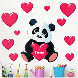 Wandtattoo Kinderzimmer Panda mit Herzen Babyzimmer Wandsticker Tiere Kinder Baby Wandaufkleber in S-XXL