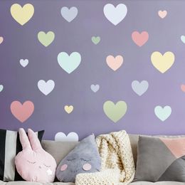 Wandtattoos 85 Herzen Pastell Set - Wandsticker, Wandaufkleber Kinder Kinderzimmer Jungen Jungenzimmer Mädchen Mädchenzimmer Baby Babyzimmer