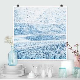 Bilderwelten Poster Natur blau Motiv matt gl&auml;nzend selbstklebend - Isl&auml;ndisches Gletschermuster - Landschaft Wohnzimmer Schlafzimmer