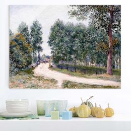 Glasbild Kunstdruck Alfred Sisley - Die Straße nach Saint-Mammes