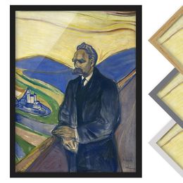 Bild mit Rahmen Edvard Munch - Portr&auml;t Nietzsche - gerahmte Wandbilder Print Kunstdruck Portrait Wohnzimmer Schlafzimmer Bad Badezimmer K&uuml;che Flur