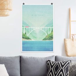 Bilderwelten Poster Stadt blau Illustration matt gl&auml;nzend selbstklebend - Reiseposter - Big Sur - Amerika Wohnzimmer Schlafzimmer