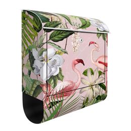Briefkasten Tropische Flamingos mit Pflanzen in Rosa