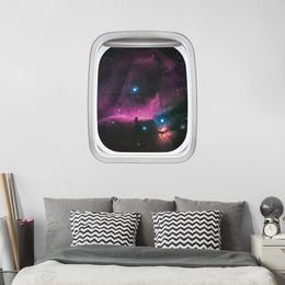 Wandtattoo Weltall Kinderzimmer Fenster Flugzeug Nebel des Orions Fenster Wandsticker 3D-Optik Wandaufkleber Weltraum in S-XXL 3D-Effekt