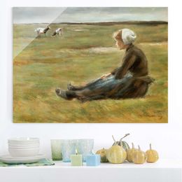 Glasbild Kunstdruck Max Liebermann - Die Ziegenhirtin